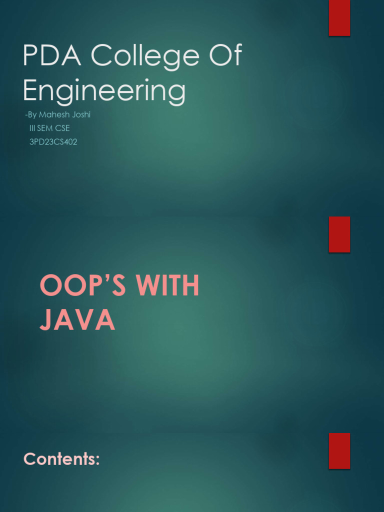 OOP's Mahesh | PDF | Class (Computer Programming) | Method (Computer Programming)