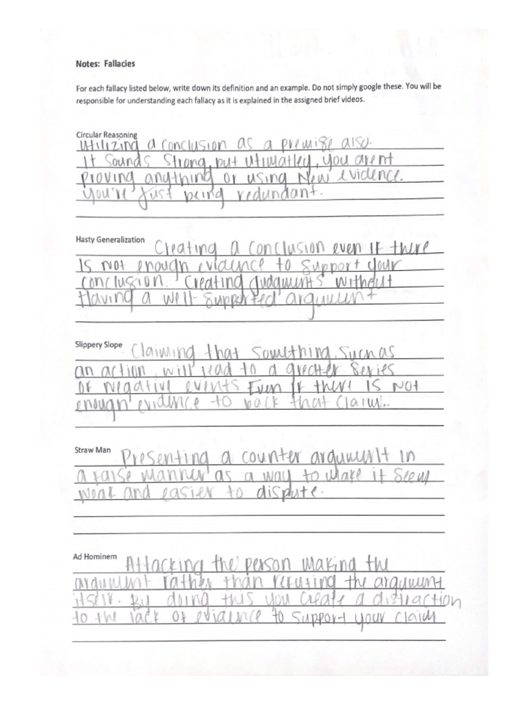 Notes - Logical Fallacies | PDF