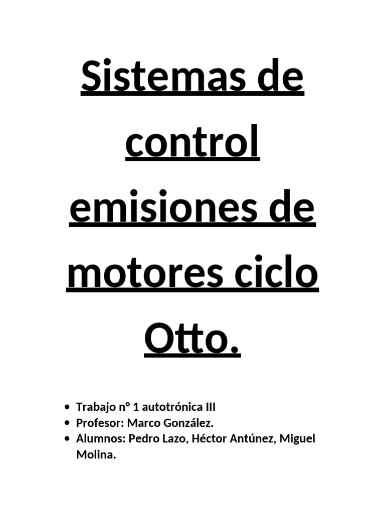 Control de Emisiones en Motores Otto | PDF | Combustión | Catálisis