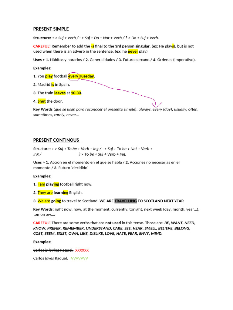 Present Simple: Careful! | PDF | Language Arts & Discipline