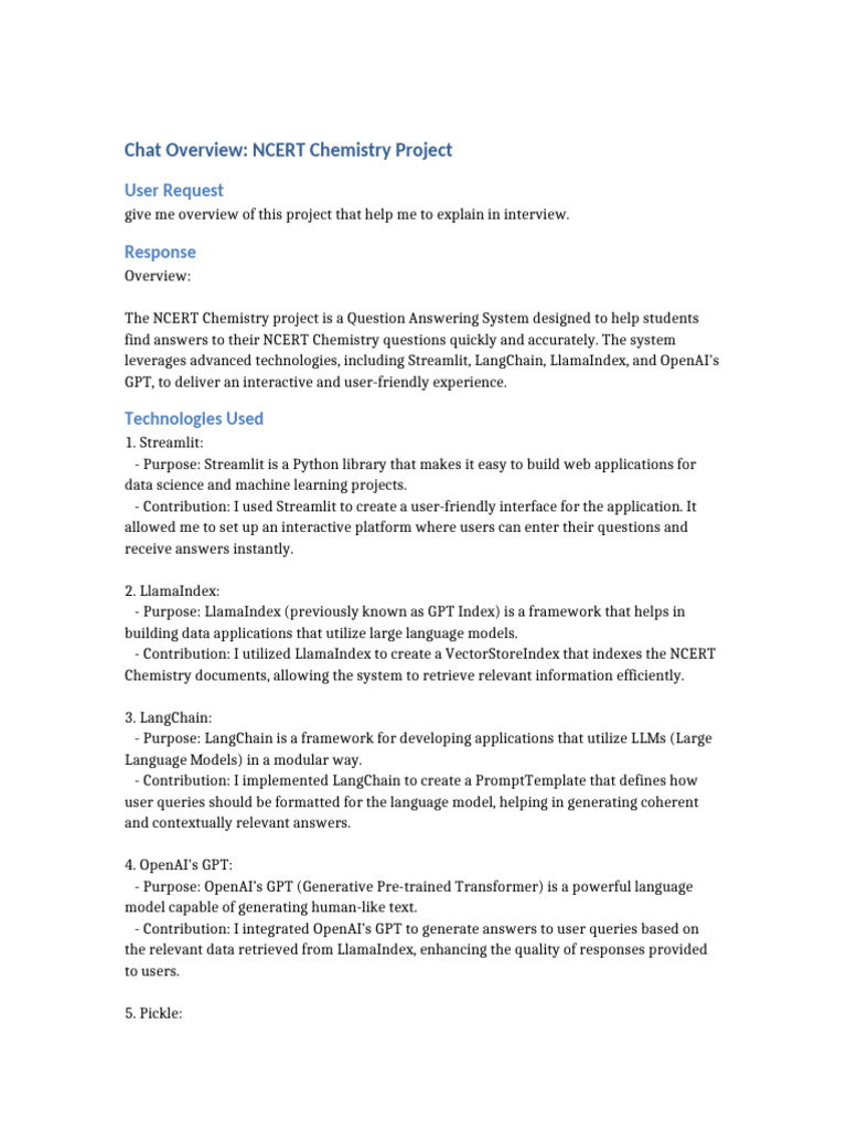 NCERT Chemistry Project Chat Overview | PDF | Information Retrieval ...