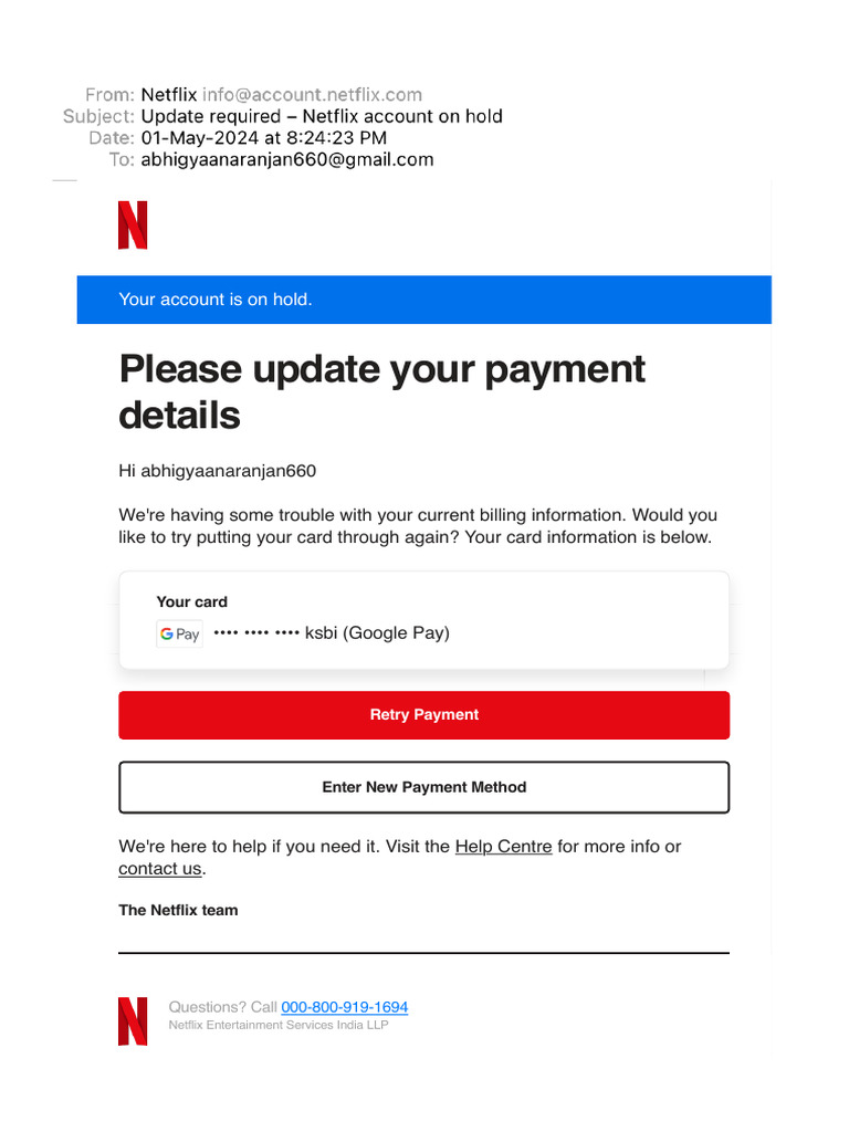 Update Required - Netflix Account On Hold | PDF