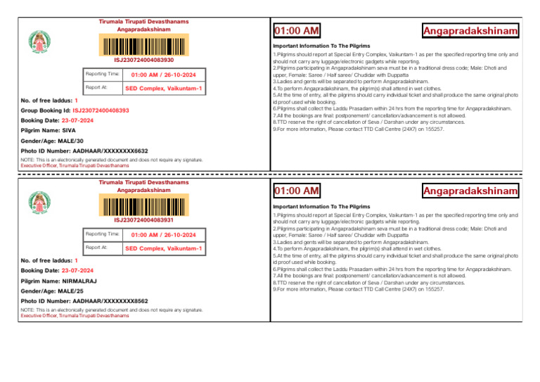 Tirumala Tirupati Devasthanams (Official Booking Portal) | PDF ...