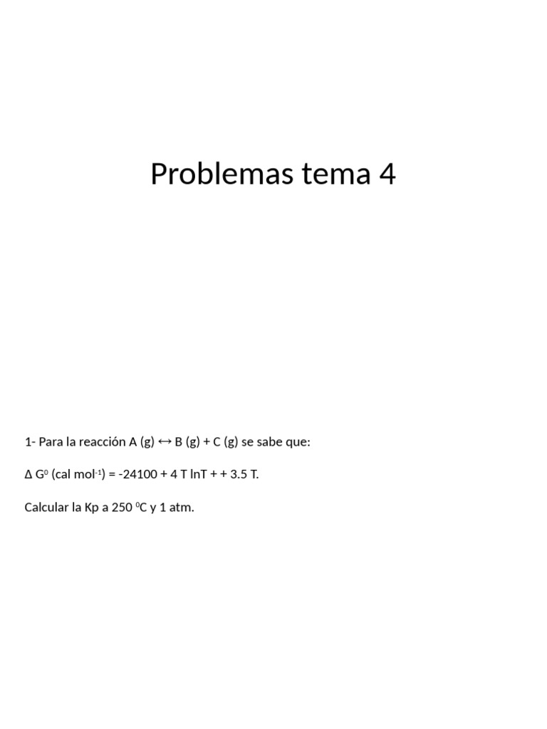 Problemas Tema 4 Termo Cinética | PDF