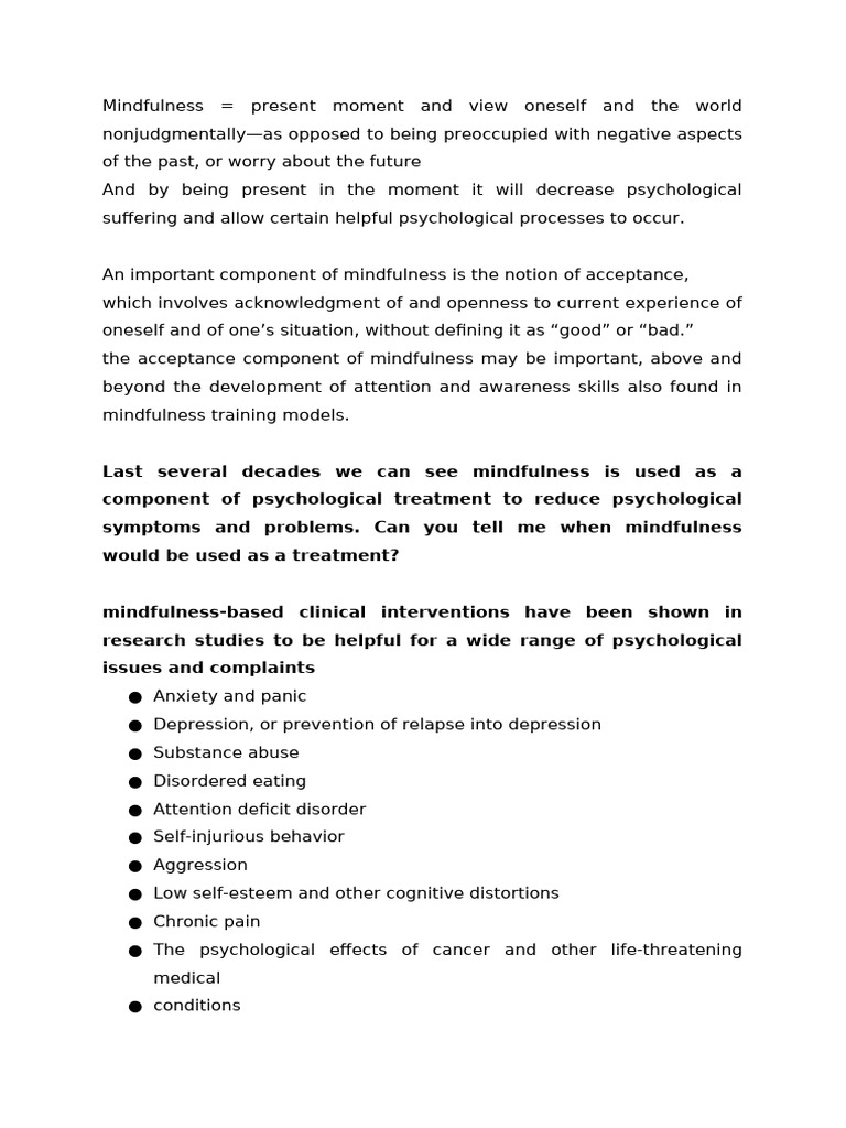 Mindfulness in Trauma Treatment Script | PDF | Mindfulness ...