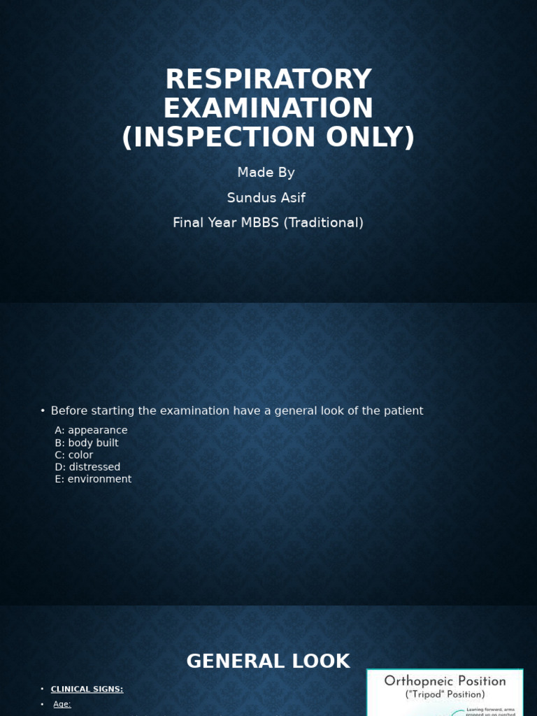 Respiratory Examination (Inspection Only) | PDF | Respiratory Diseases ...