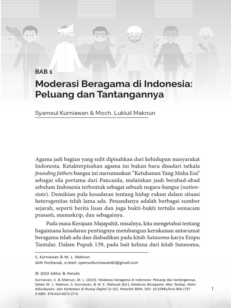 Moderasi Beragama Di Indonesia: Peluang Dan Tantangannya: Syamsul Kurniawan & Moch. Lukluil ...