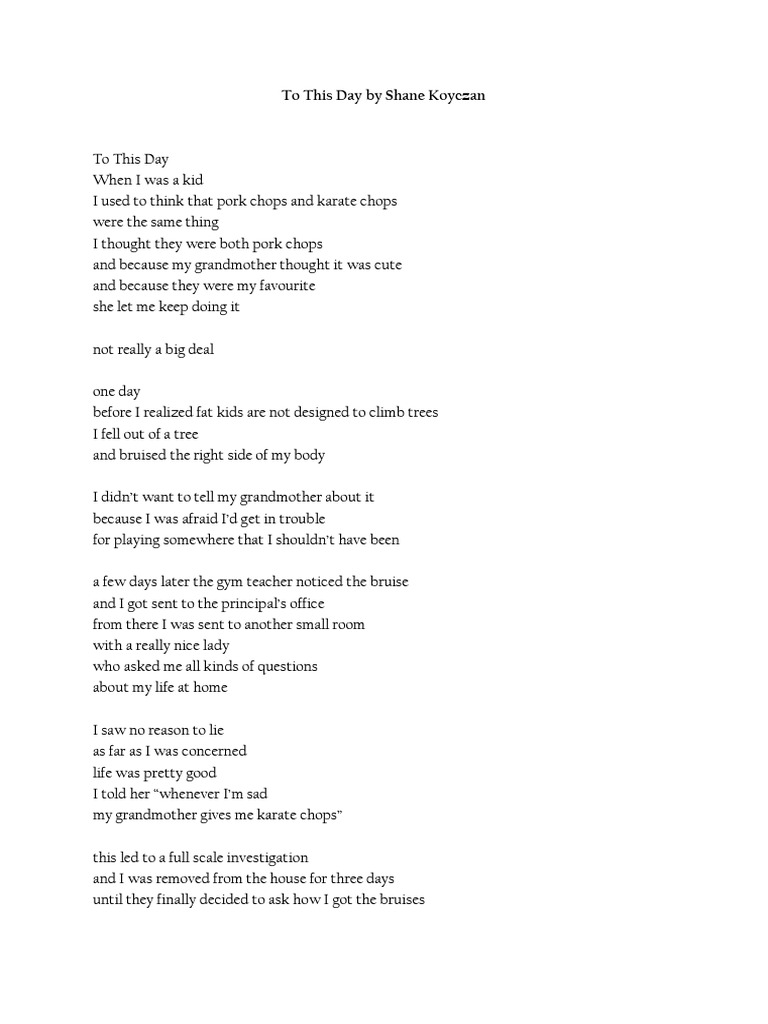 To This Day by Shane Koyczan | PDF