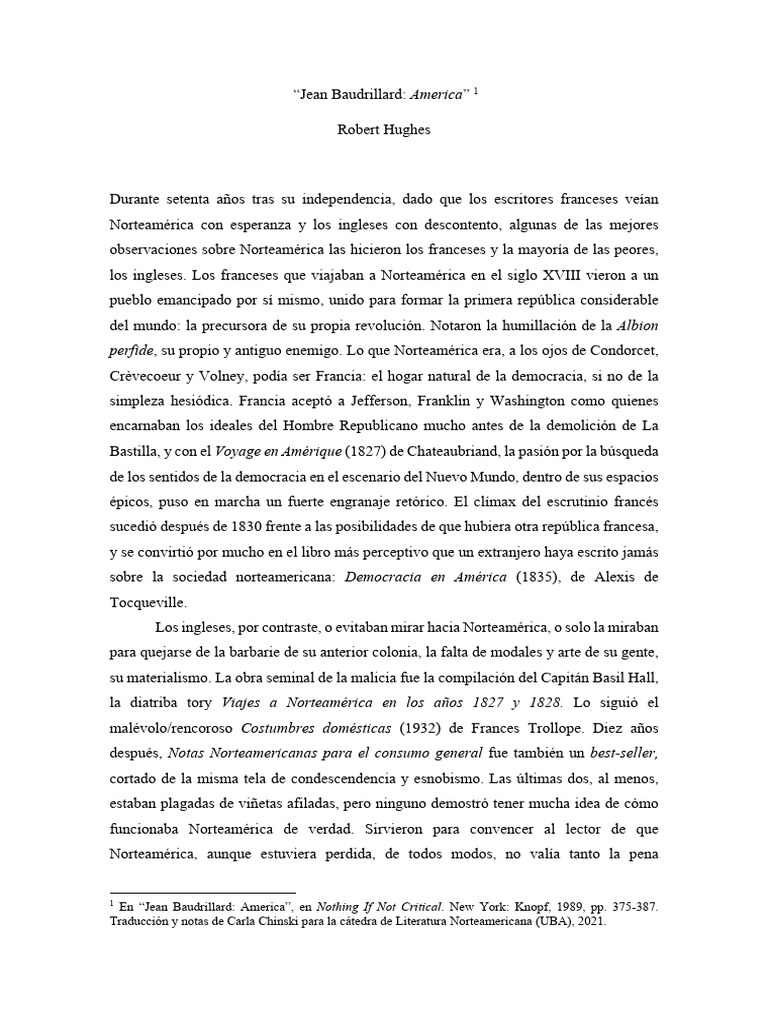 Jean Baudrillard América - CHINSKI Cuarta Revisión | PDF | Pensamiento ...