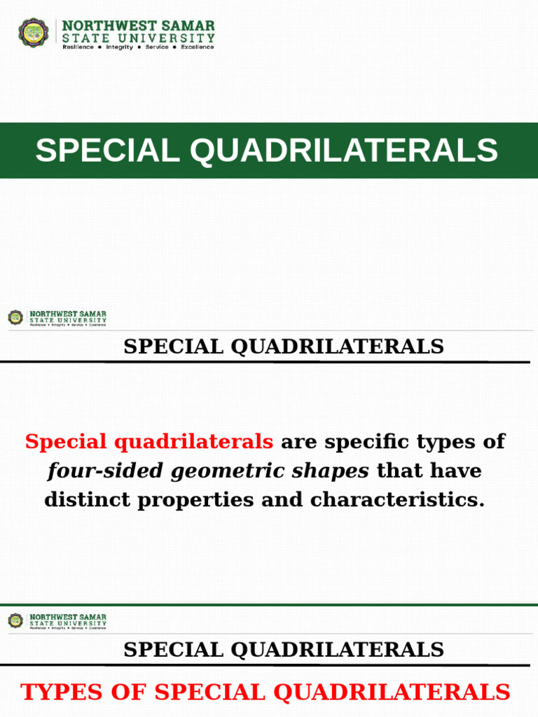 Special Quadrilaterals Guide | PDF | Rectangle | Geometry