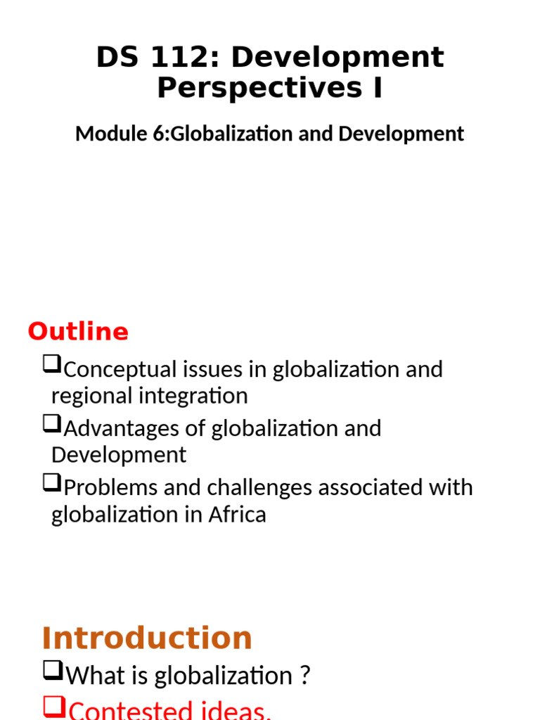 DS 112-Globalization and Development | PDF | Globalization | Regional Integration