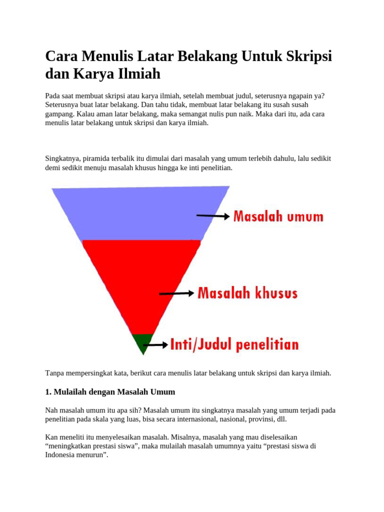 Cara Menulis Latar Belakang Untuk Skripsi Dan Karya Ilmiah | PDF