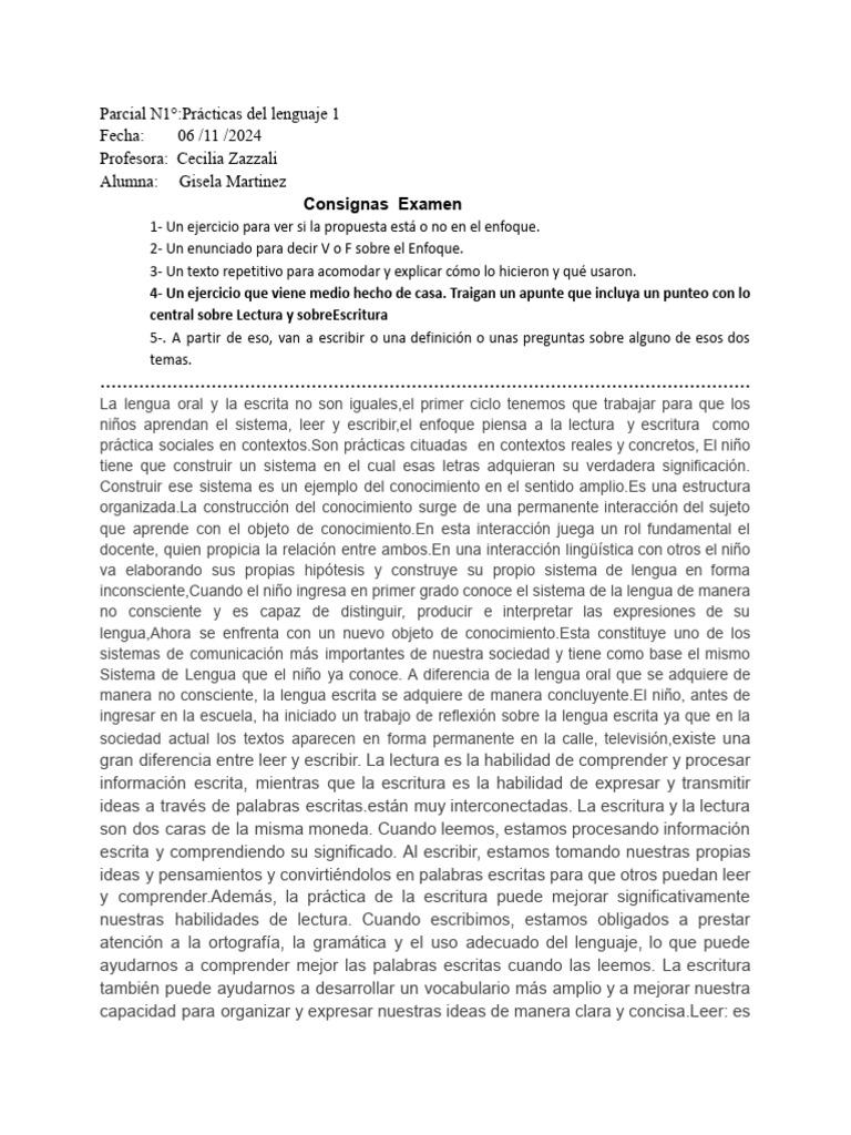 IMPRIMIR PARCIAL LENGUA - Documentos de Google | PDF | Escritura | Aprendizaje