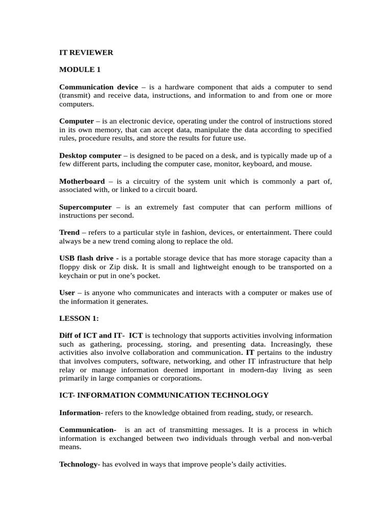 It Reviewer | PDF | Computer Hardware | Computer Network