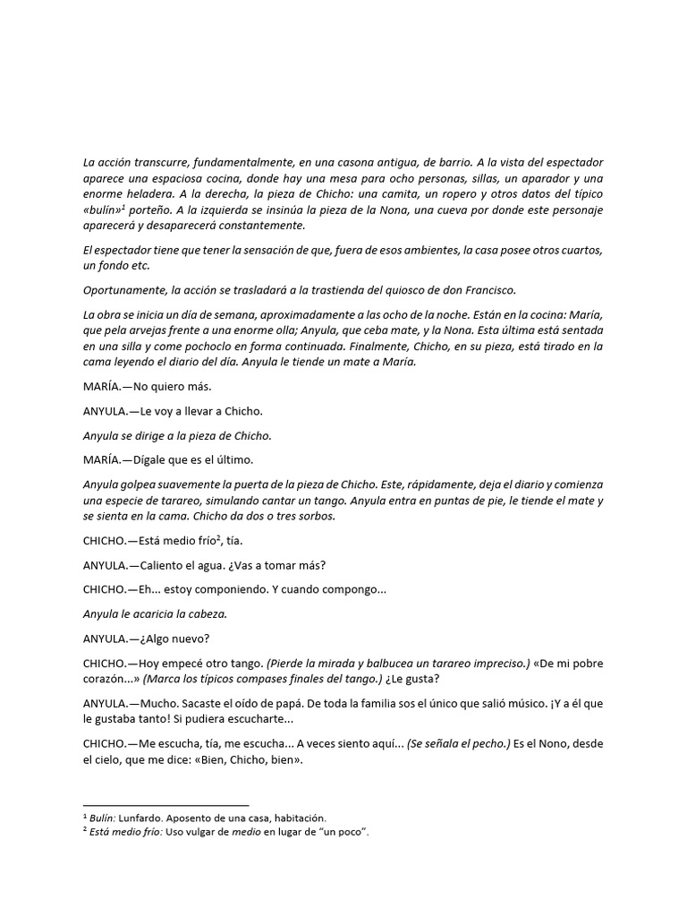 El Cometario de Texto Dramático - Modelo - La Nona | PDF | Musica Tango