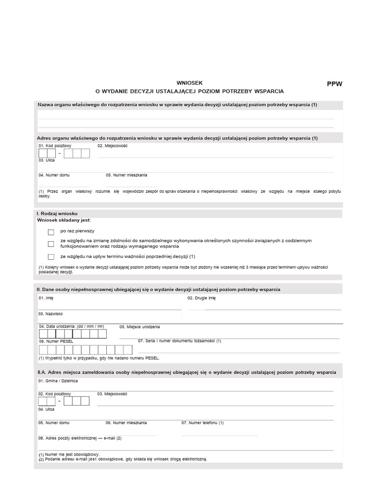 Wniosek Kwestionariusz Swiadczenie Wspierajace | PDF