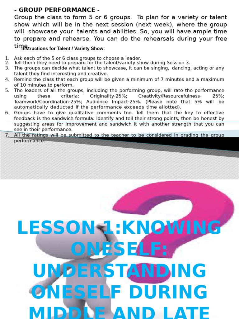 Lesson 1 Knowing Oneself | PDF | Adolescence | Thought