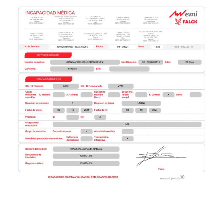 Incapacidad Danilo | PDF