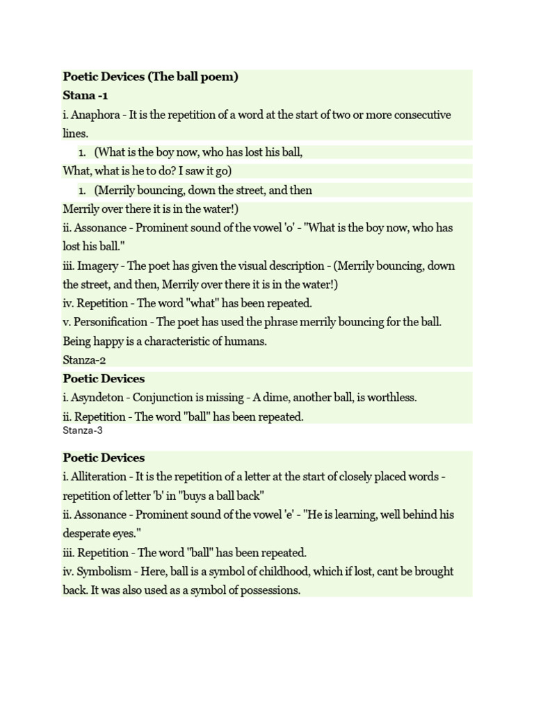 The Ball Poem (Poetic Device) | PDF