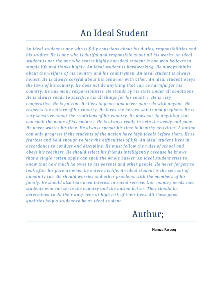 An Ideal Student Essay | PDF | Career & Growth | Wellness