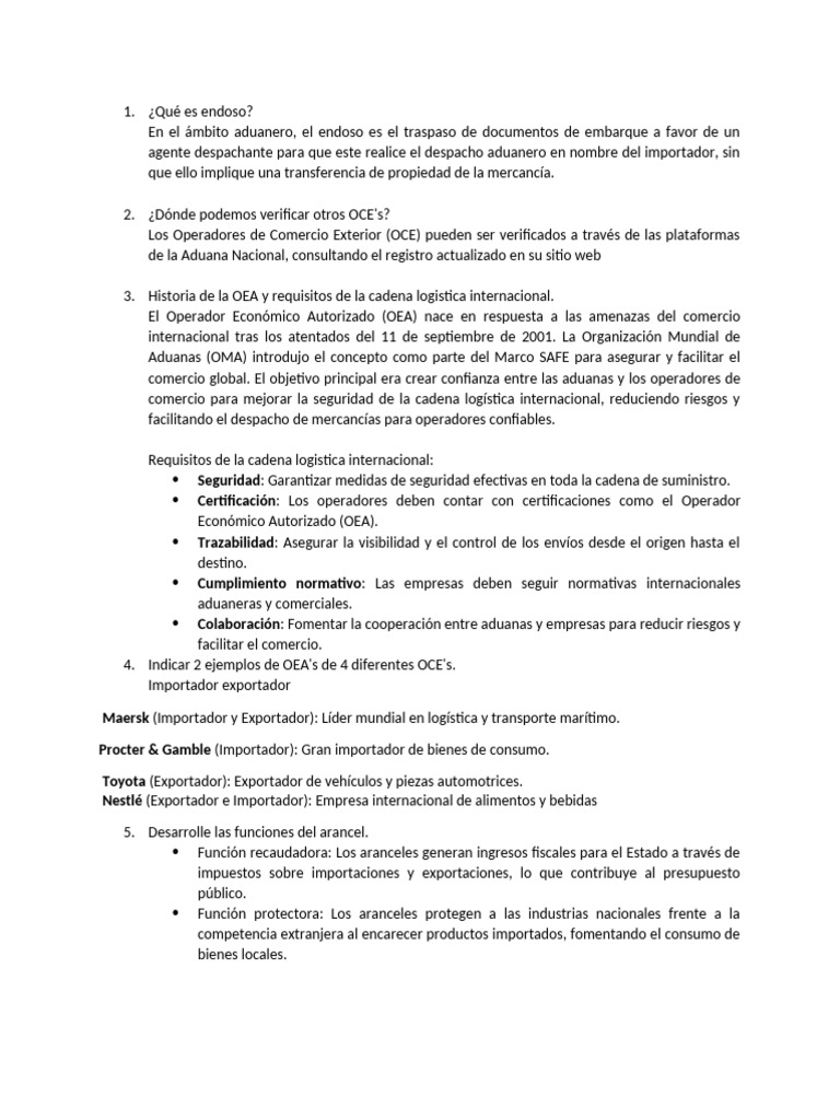 Practico 1 Aduana | PDF | aduana | Logística