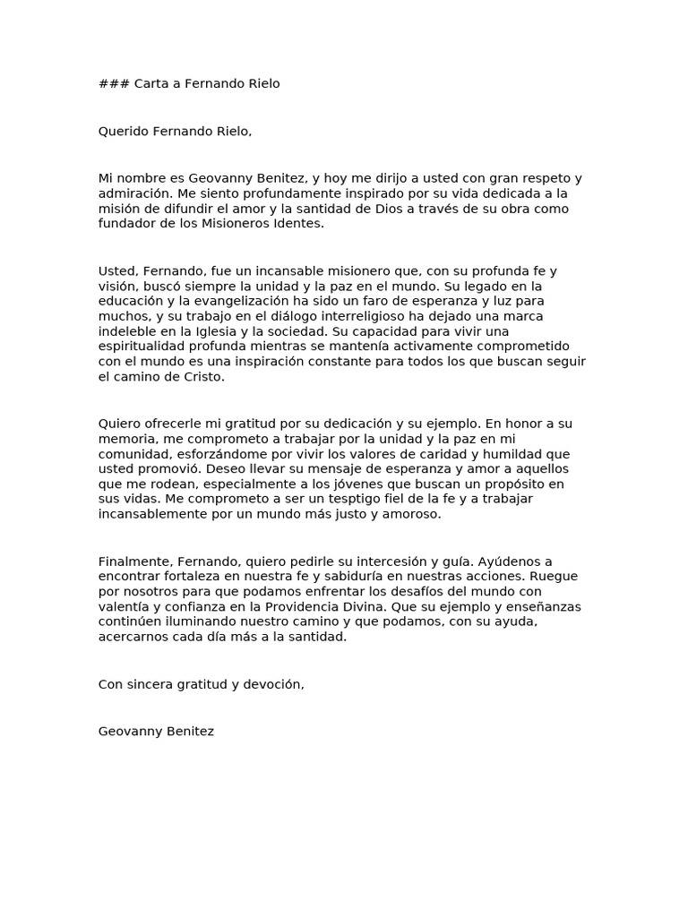 Carta Fernando Rielo | PDF