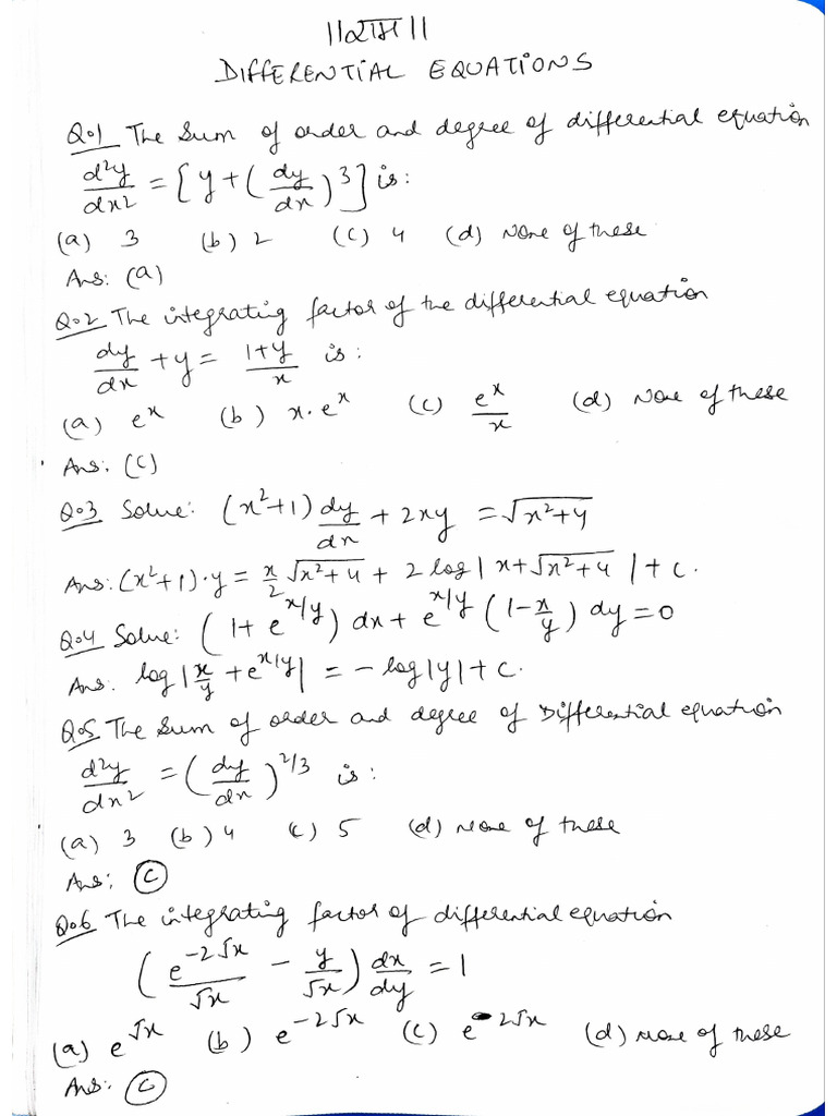 Differential Equation RS Sheet | PDF