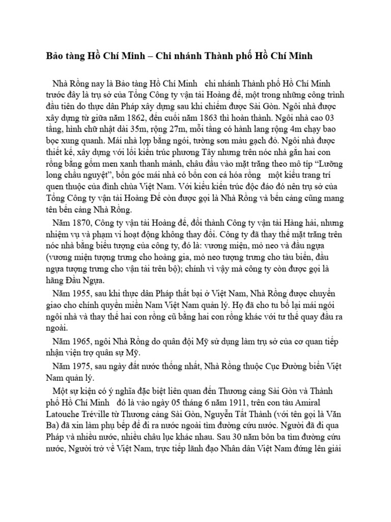 Bao Tang Ho Chi Minh Chi Nhanh TP Ho Chi Minh | PDF