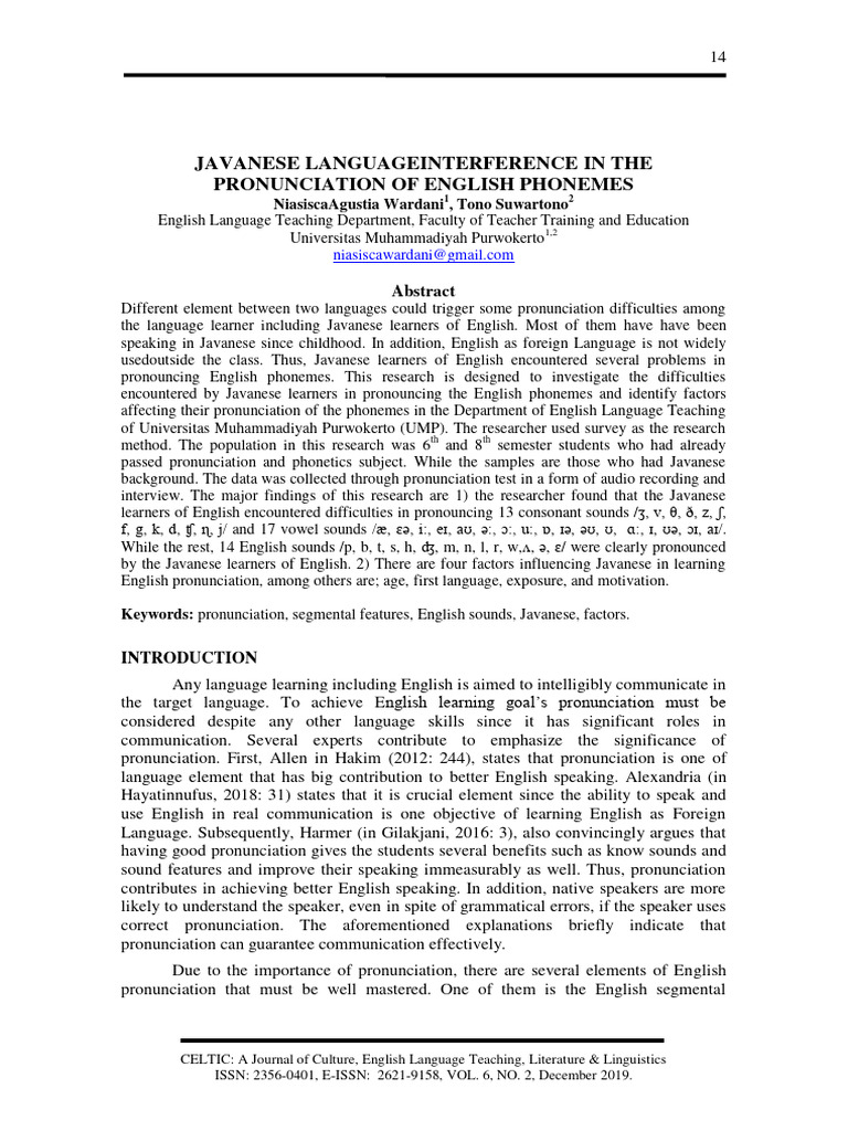 Javanese Language Interference in The PR | PDF | Second Language | English Language