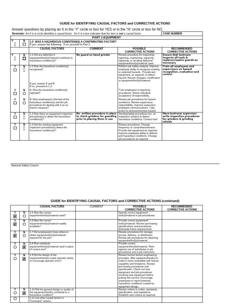 Casual Factor Form Completed | PDF | Safety | Occupational Safety And ...
