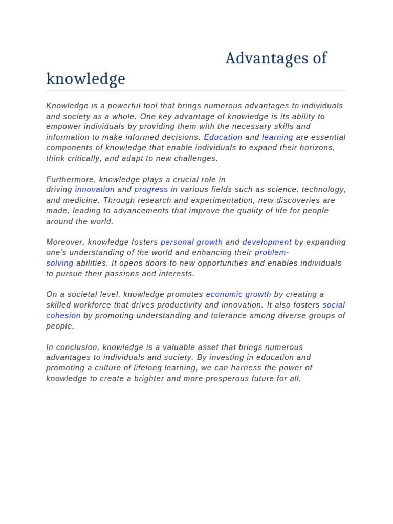 Advantages of Knowledge | PDF | Social Science