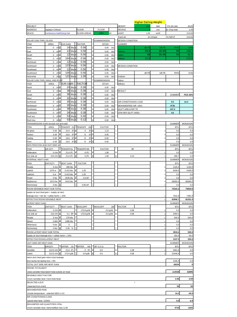 Cooling Load Calculator | PDF | Applied And Interdisciplinary Physics ...