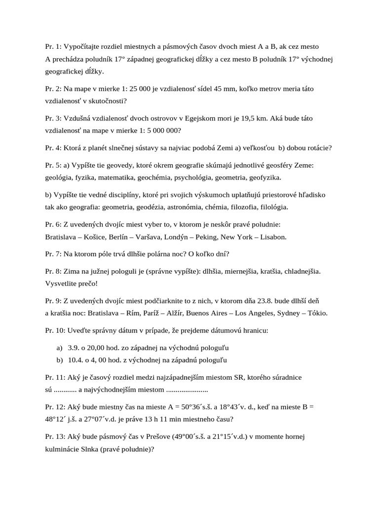 Ã Lohy Z Geografie Pre 1. Roä Nã K | PDF
