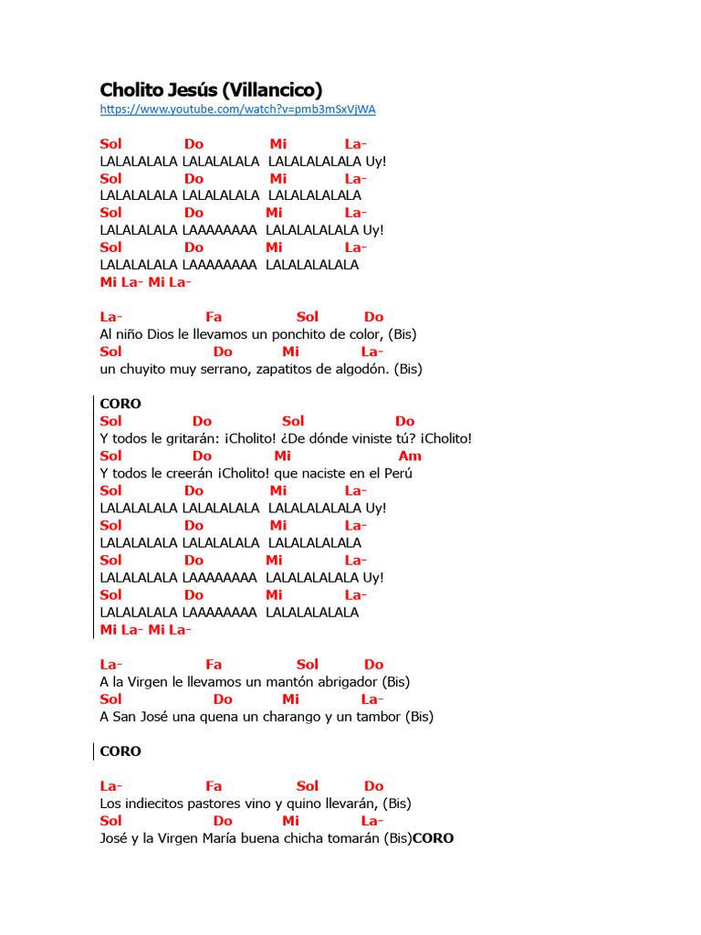 Notas y letra de Cholito Jesús | PDF
