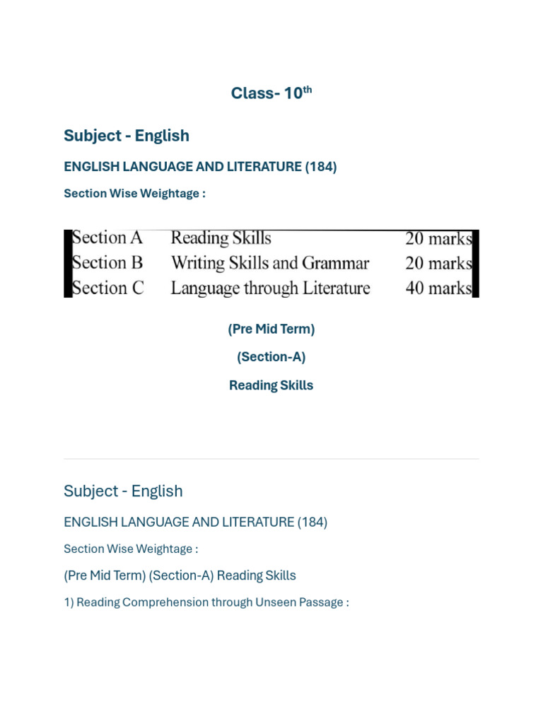 Syllabus - Pre-Mid-Eng (10th) | PDF | Computers