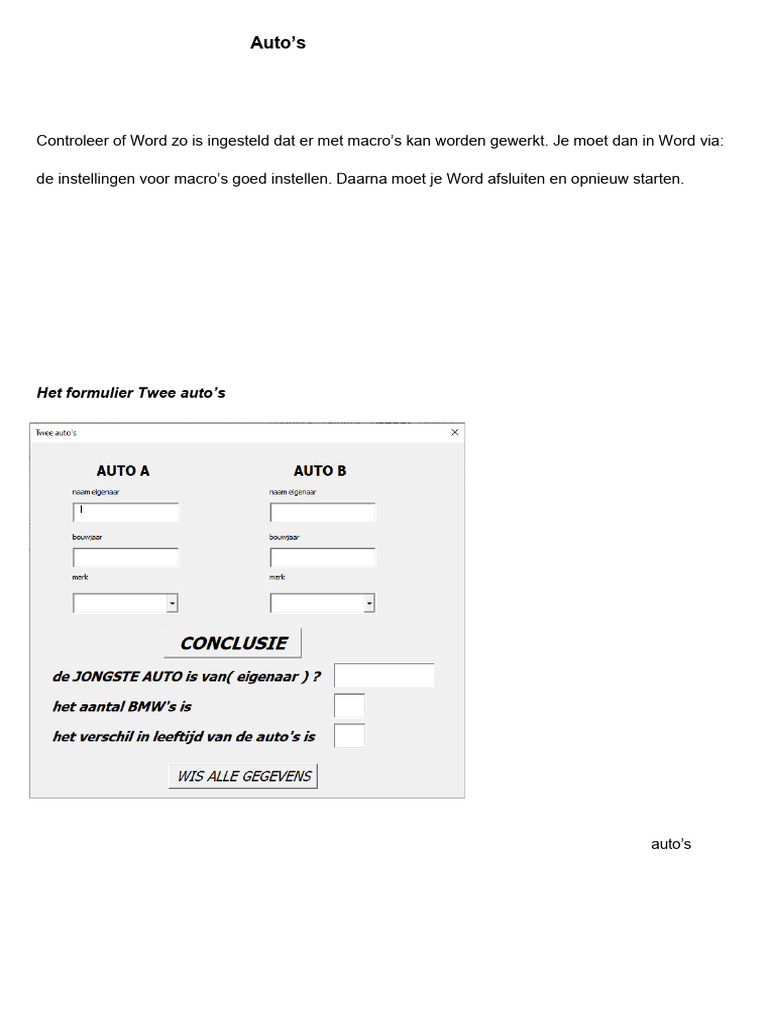 VBA Po Oefentoets Autos H5 2024 | PDF