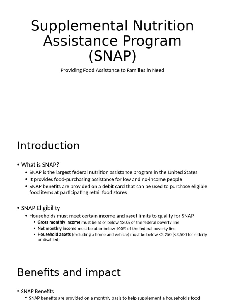 SNAP: Food Assistance for Families | PDF | Supplemental Nutrition ...