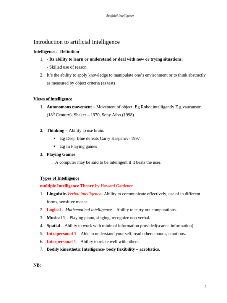 MAIN AI H2 Intro To AI and Agents | PDF | Artificial Intelligence ...