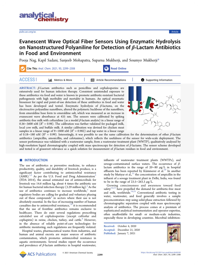 Enzymatic Sensors for β-Lactam Detection | PDF | Beta Lactamase ...
