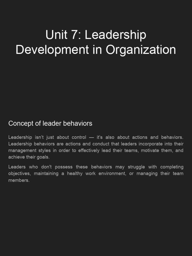 Unit 7 - Leadership Development in Organization | PDF | Mentorship ...