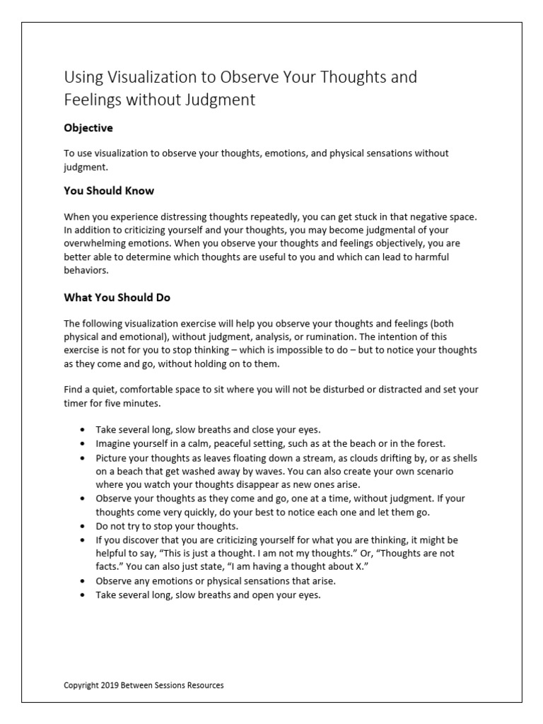 Using Visualization To Observe Your Thoughts and Feelings Without ...
