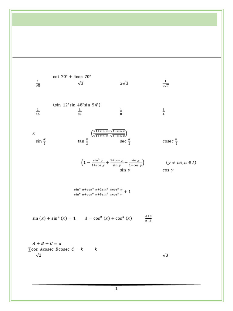 C25 MATH Practice Sheet - Trigonometry | PDF | Number Theory ...