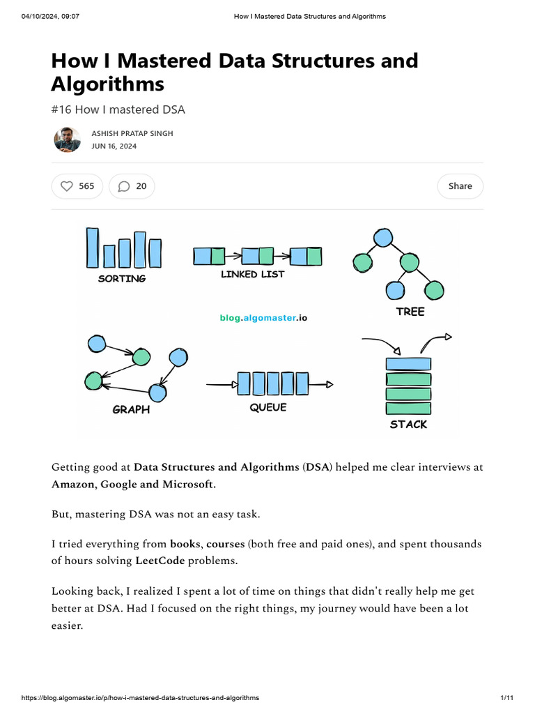 How I Mastered Data Structures And Algorithms Ashish Pratap Singh Pdf Computer Science