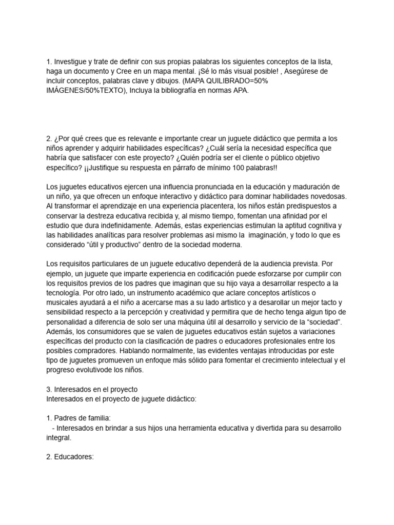Tarea 1 Diseño MYP | PDF | Juguetes | Aprendizaje