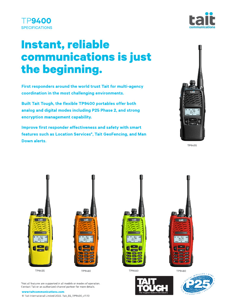 Tait SS TP9400 | PDF | Frequency Modulation | Broadcast Engineering