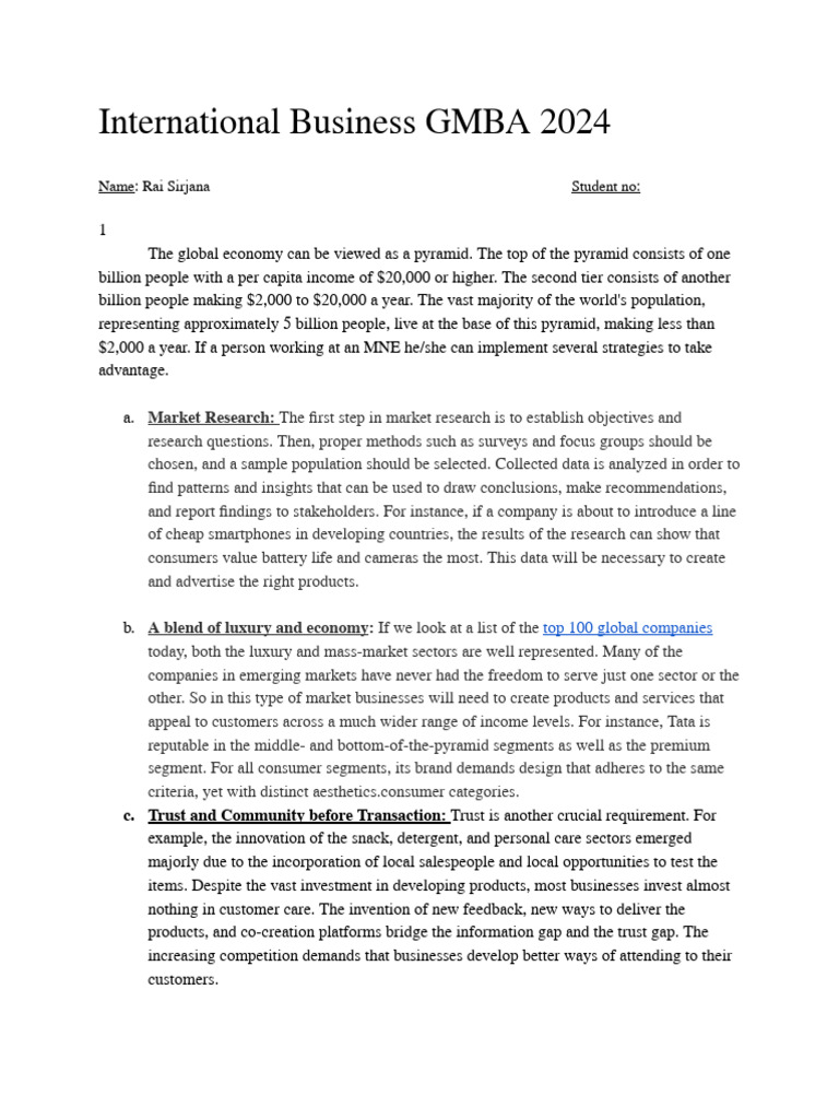 International Business GMBA 2024 | PDF | Social Inequality | Discrimination & Race Relations