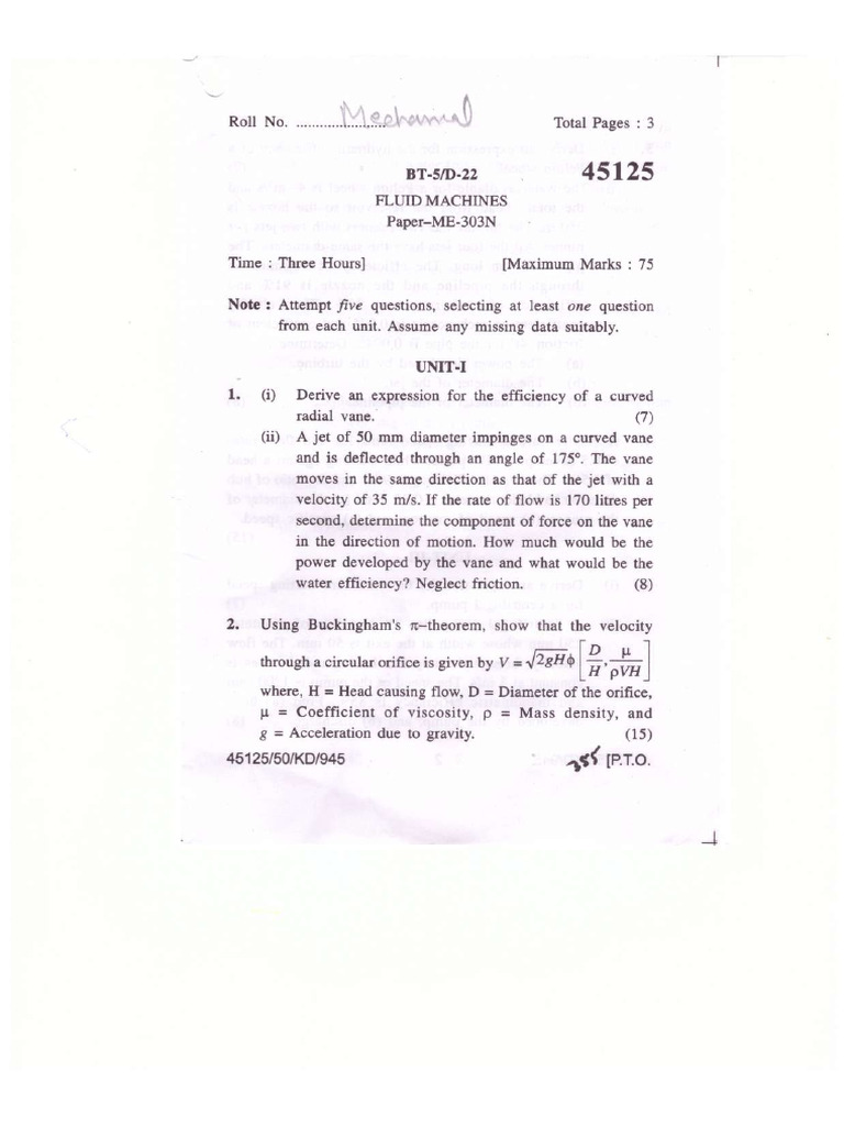 Fluid Machines Me-303n | PDF