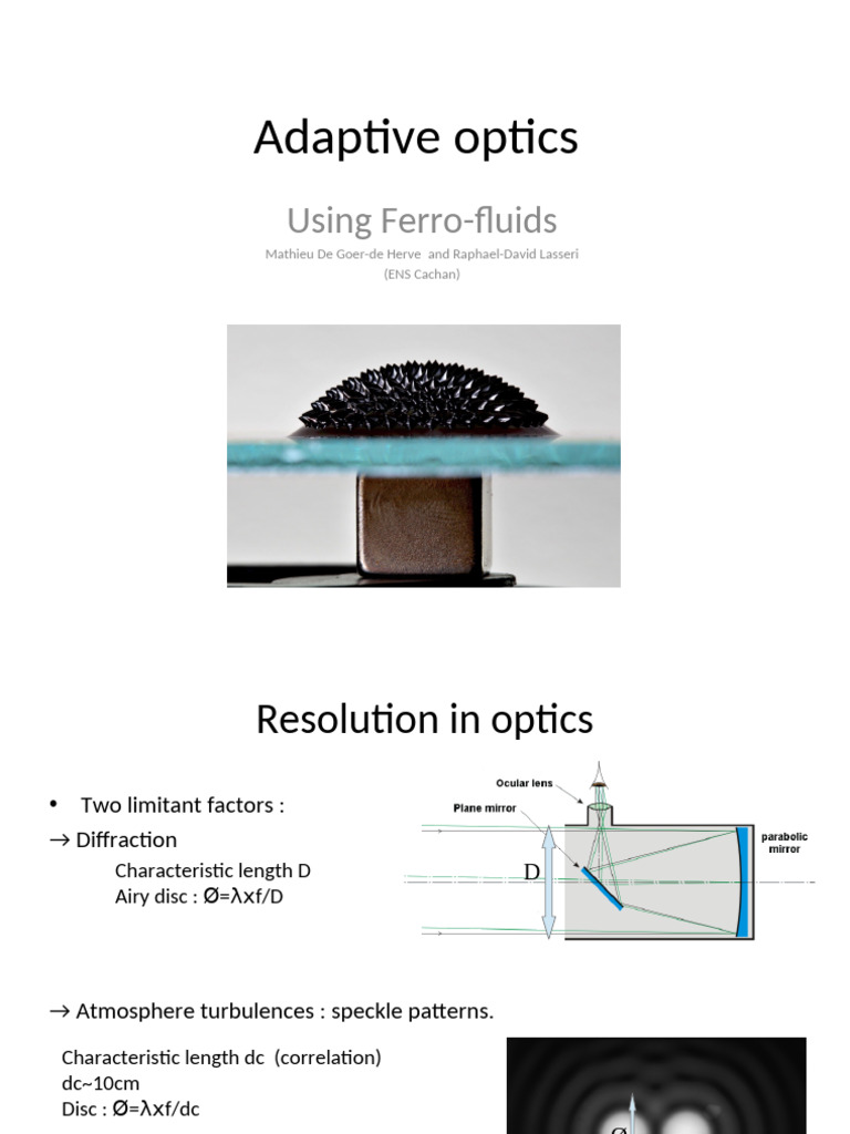 Adaptive Optics with Ferrofluids Explained | PDF | Optics | Materials Science
