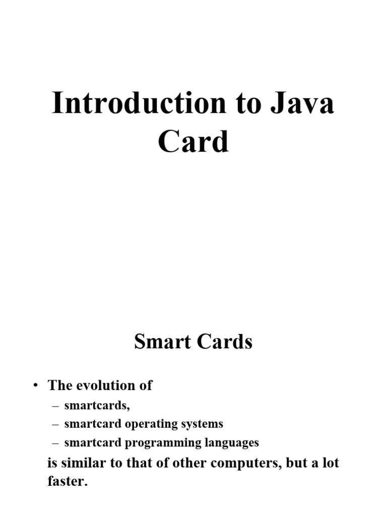 Introduction To Javacard Pdf Java Programming Language Computing 1305