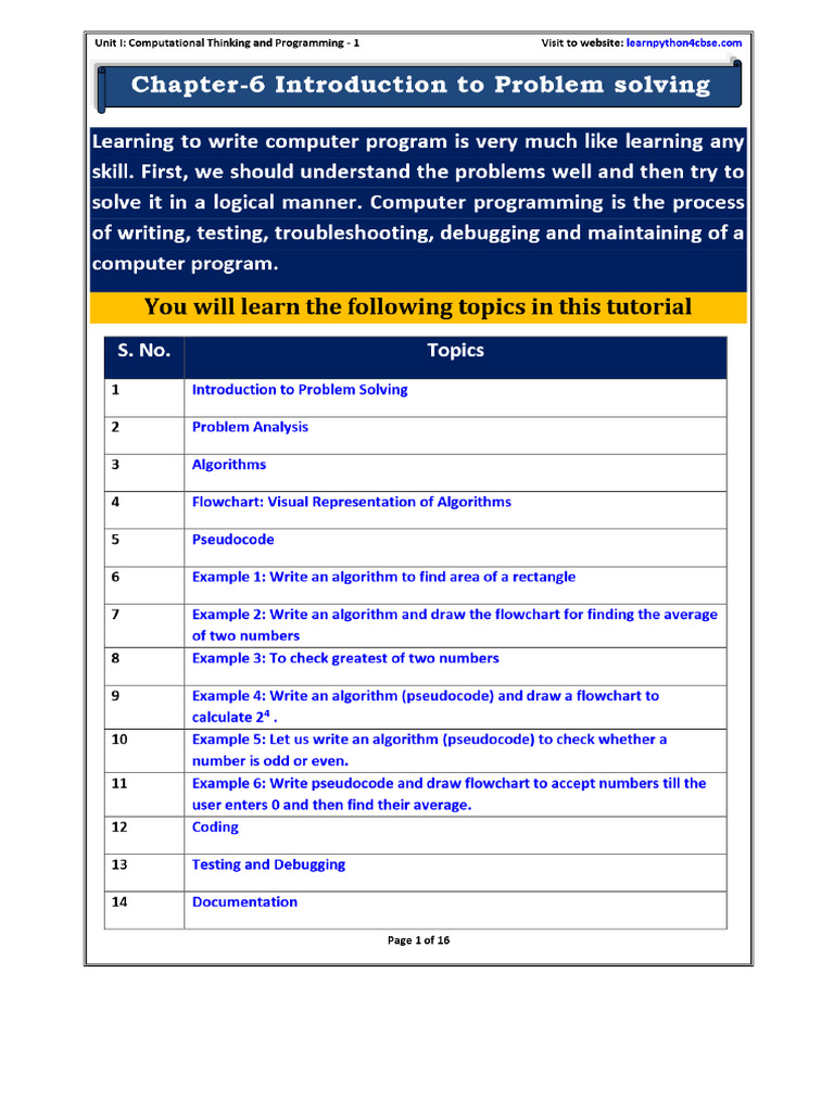Introduction To Problem Solving | PDF